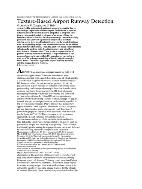 Texture Based Airport Runway Detection Ö Aytekin U Zöngür And U