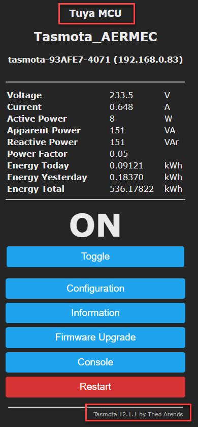 1220 Mainmenu Tuya Mcu And Gosund Sp1 V23 No Values Displayed · Issue 17052 · Arendst