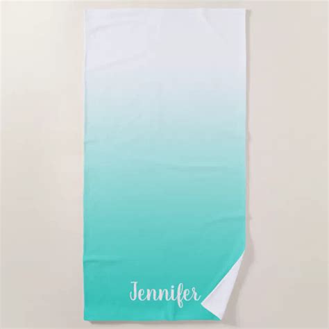 Minimalist Modern White To Turquoise Ombre Beach Towel Zazzle