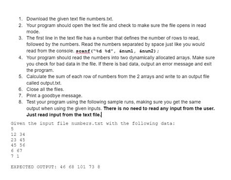 Solved 1 Download The Given Text File Numbers Txt 2 Your Chegg Com