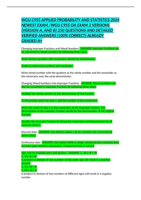 WGU C APPLIED PROBABILITY AND STATISTICS WGU C APPLIED PROBABILITY AND STATISTICS