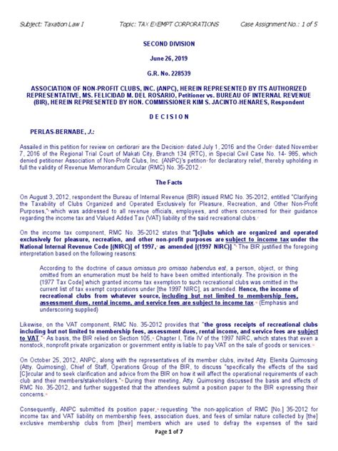 Anpc Vs Bir Gr No 228539 Pdf Taxes Value Added Tax