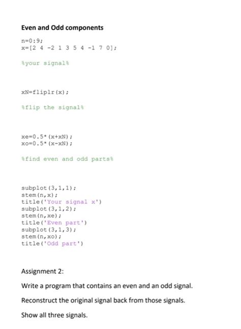 solved even and odd components n 0 9 x [2 4 2 1 3 5 4 1 7