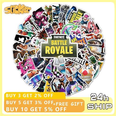 50pcs Fortnite Game Sticker Graffiti Diy Waterproof Skateboard Luggage