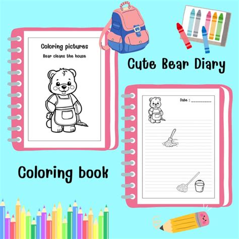 Cute Bear Activity Coloring And Diary Book By Maschima Boonin Tpt