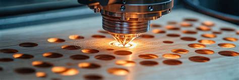 Cnc Router Creating Intricate Wooden Inlay Highlighting Precision Cuts And Wood Texture Stock