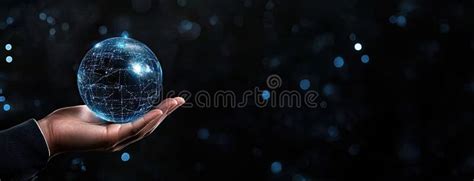 A Hand Interacts With A Hologram Displaying A Global Network And