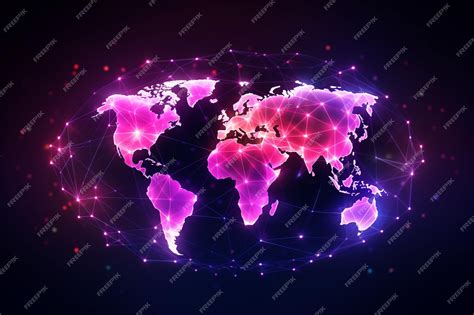 Premium Photo Global Network Connection World Map Abstract Technology Background