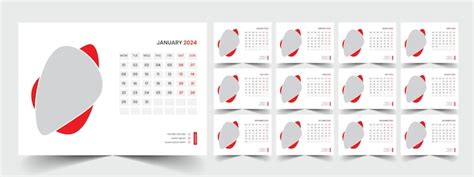 Шаблон планировщика с календарем на 2024 год Премиум векторы