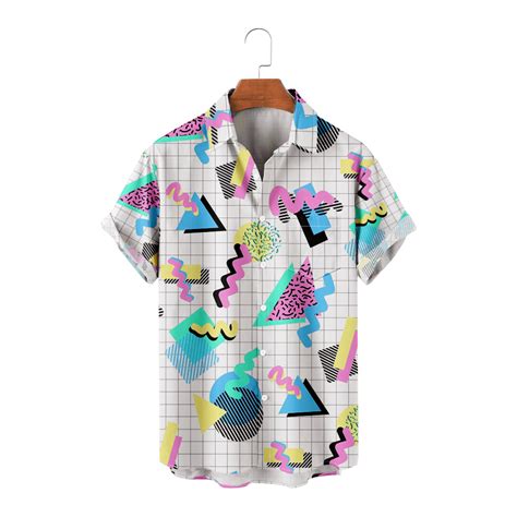 Vintage 80s 90s Geometric Mens T Shirt Soft Design Graphic Tee Ideal