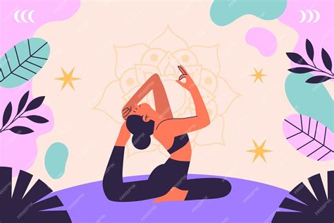 国際ヨガの日のお祝いのフラット背景 無料のベクター