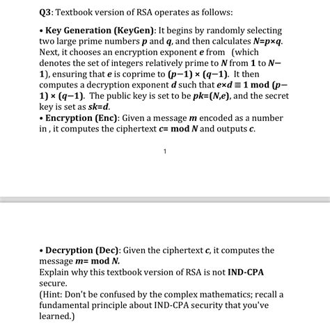 solved q3 textbook version of rsa operates as follows key