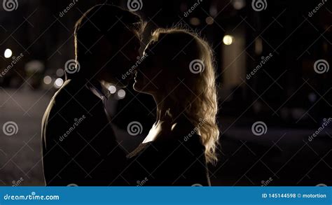 Sensual Kiss Of Lovely Couple Close Up Man And Woman Romantic Kiss