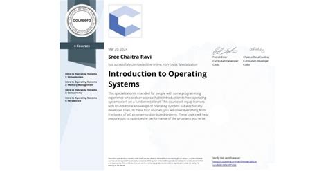 sree chaitra ravi on linkedin completion certificate for introduction to operating systems