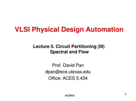 Ppt Vlsi Physical Design Automation Spectral Based Partitioning