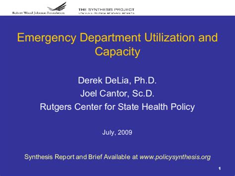 Pdf Emergency Department Utilization And Capacity Derek Delia