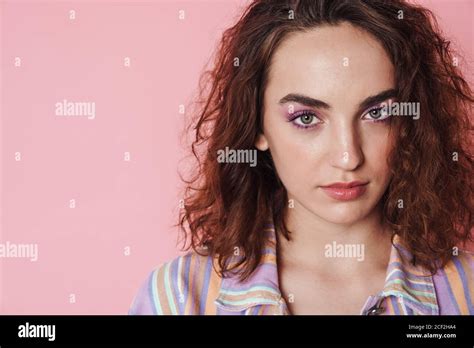 Image Of Redhead Seductive Woman Posing And Looking At Camera Isolated