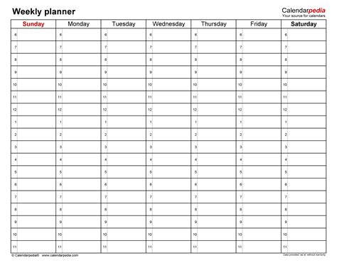 Free Weekly Planners For Microsoft Excel 20 Templates
