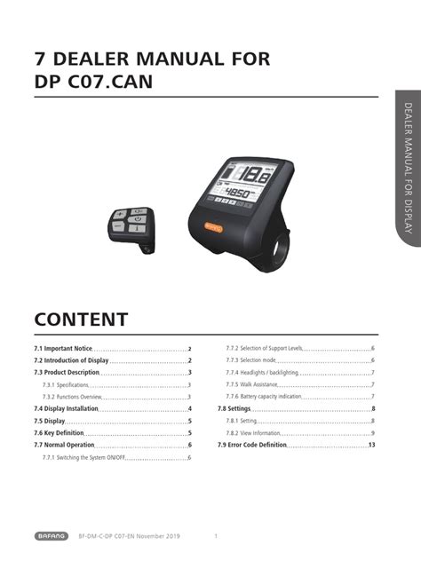 Bafang Display Dpc07 En Pdf Menu Computing Backlight