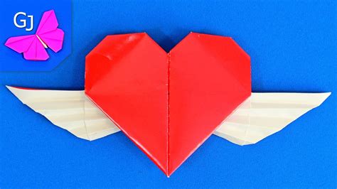 Оригами Сердце с крыльями ️ Валентинка из бумаги Оригами Оригами сердце Валентинки
