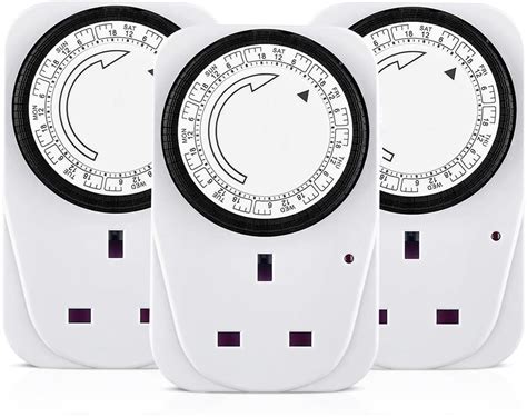 Timer Plug Socket Uk Pack Of 3 13a 3200w 24 Hour Programmable