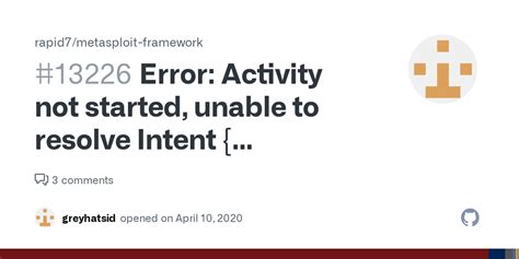 Error Activity Not Started Unable To Resolve Intent Actandroid