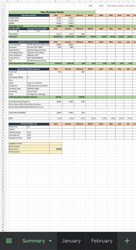 Trucking Accounting Spreadsheet Etsy