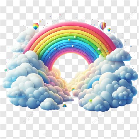 투명 배경에 구름이 있는 3d 화려한 무지개 벡터 그림 구름과 3d 화려한 무지개 벡터 일러스트 레이 션 투명한 배경에 무지개 Png 일러스트 및 이미지 에 대한 무료