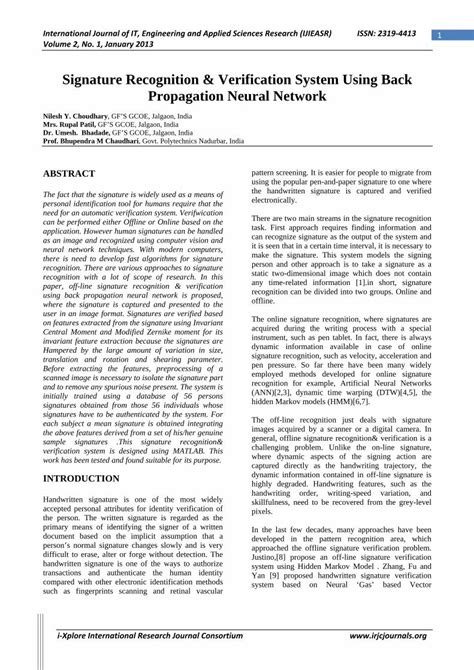 pdf signature recognition and verification system using … recognition