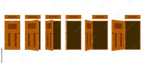 Animation Door Sequence Office Steps Open Close Action Concept Vector