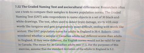 Solved 7 52 The Graded Naming Test And Sociocultural