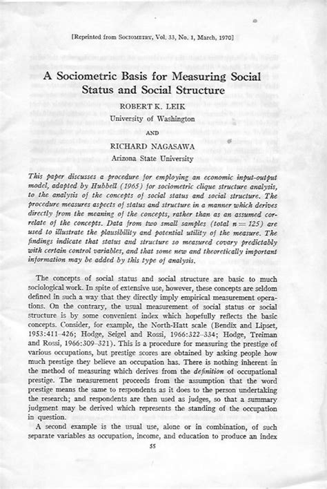 Pdf A Sociometric Basis For Measuring Social Status And Social Structure