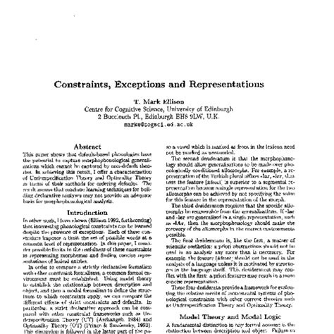 Constraints Exceptions And Representations Acl Anthology