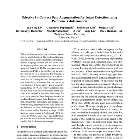 Selective In Context Data Augmentation For Intent Detection Using Pointwise V Information Acl