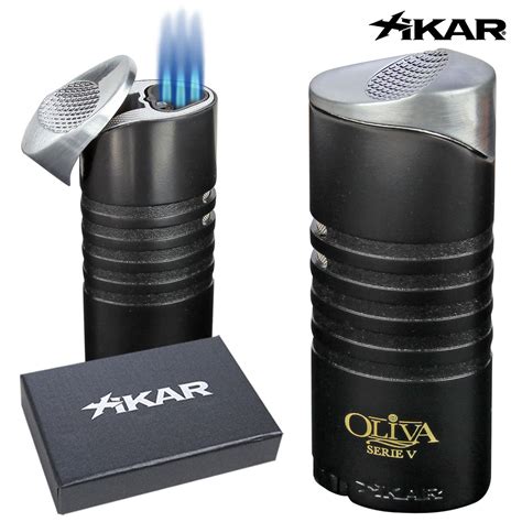 Oliva V Xikar Ellipse Iii Triple Flame Lighter Black Lacquer Cigar Page