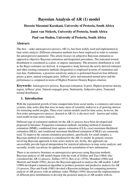 Pdf Bayesian Analysis Of Ar1 Model