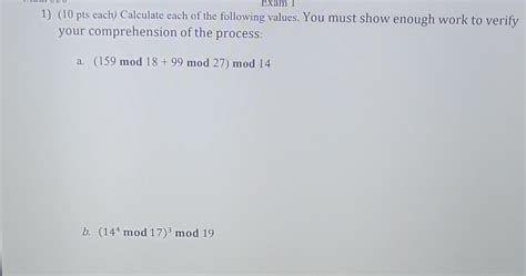 Solved Pts Each Calculate Each Of The Following Chegg Com