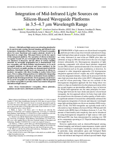 Pdf Integration Of Mid Infrared Light Sources On Silicon Based Waveguide Platforms In 3 5 4 7