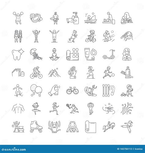 Healthy Life Linear Icons Signs Symbols Vector Line Illustration Set