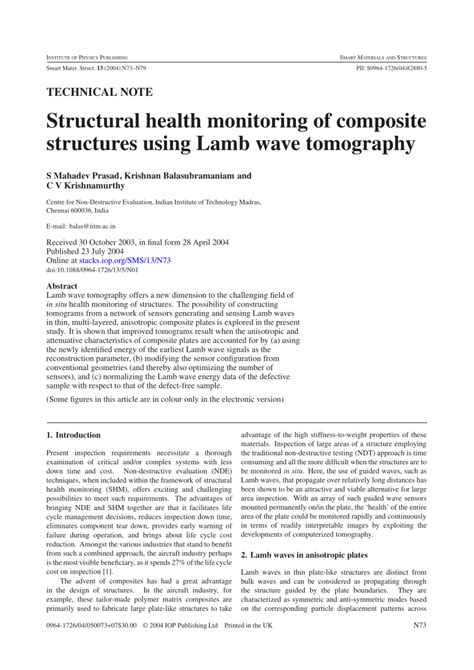 Pdf Structural Health Monitoring Of Composite Structures Using Lamb Wave Tomography