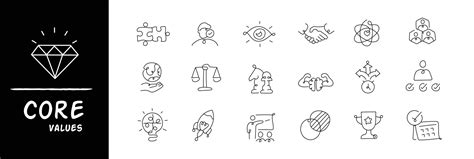 A Comprehensive Set Of Icons Representing Core Company Values Culture Mission And Principles