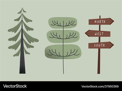 Trees And Label Royalty Free Vector Image VectorStock