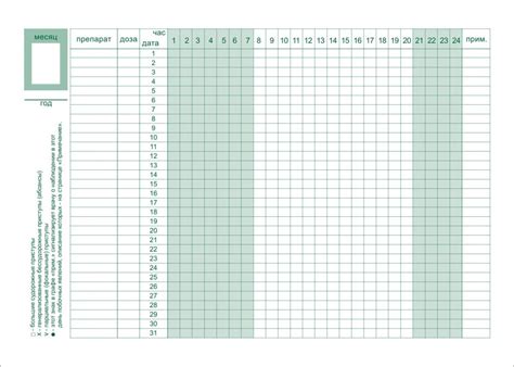 Таблица приема лекарств образец по дням Excel