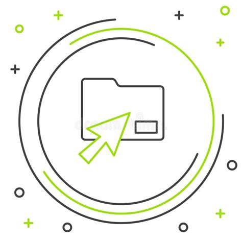 Line Cursor Click Document Folder Icon Isolated On White Background