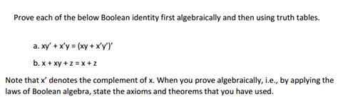 Solved Prove Each Of The Below Boolean Identity First