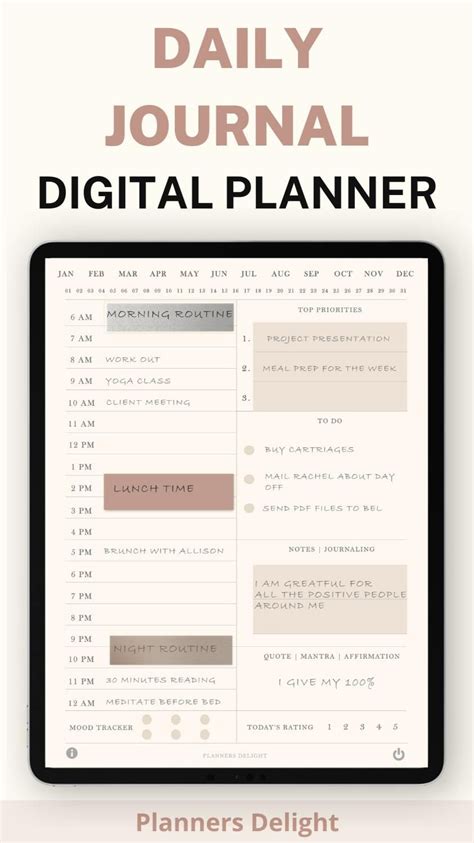 Digital Undated Nude Daily Planner For Goodnotesdigital Etsy Artofit