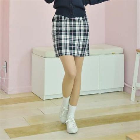 Gnj Commerce 허리조절 스판 분홍체크 교복치마 핫트랙스