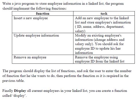 Solved Write A Java Program To Store Employee Information In