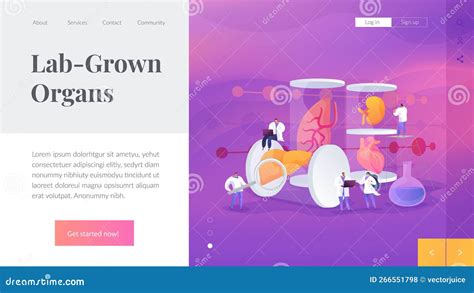 Lab Grown Organs Landing Page Concept Stock Vector Illustration Of