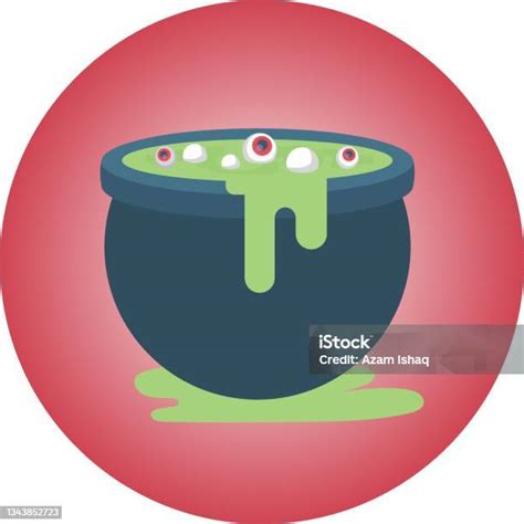 마녀 스튜 스톡 일러스트레이션 독과 눈알 요리 가마솥 냄비 개념 벡터 아이콘 디자인 냄비 기호에서 좀비 눈 요리 할로윈 31 화이트 배경에 기호 수프에 대한 스톡 벡터 아트